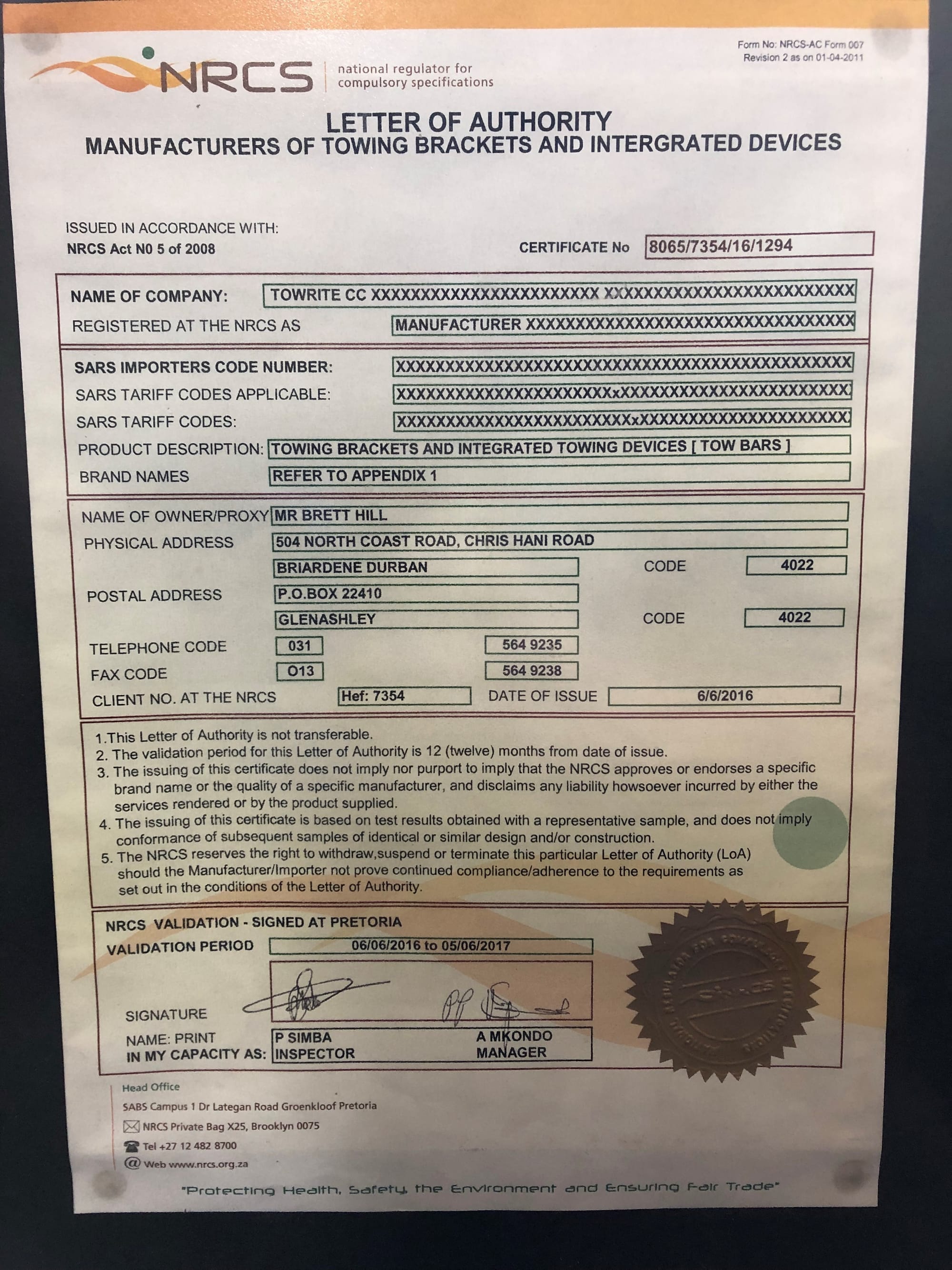 NRCS APPROVED - TOWRITE