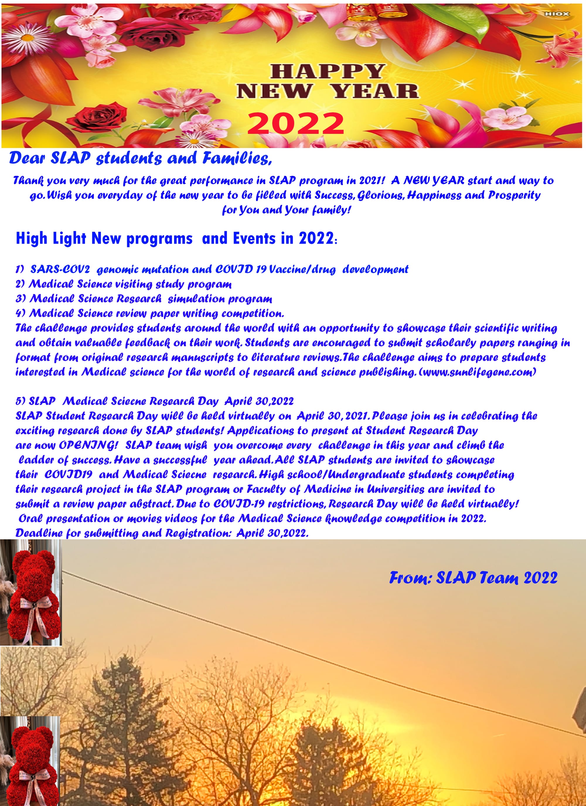 Happy New Year 2022 and High Light Programs and Events - SUN LIFE GENE