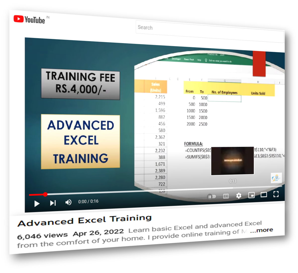 MS Excel Training
