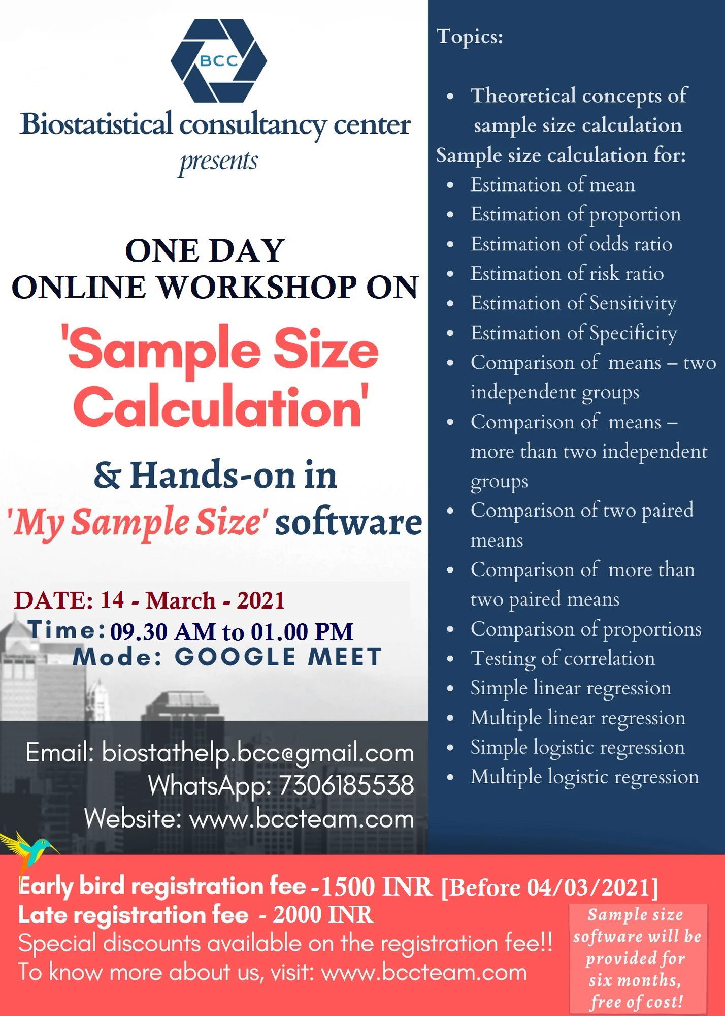 ONE DAY ONLINE WORKSHOP ON “SAMPLE SIZE CALCULATION” and HANDS-ON IN ...