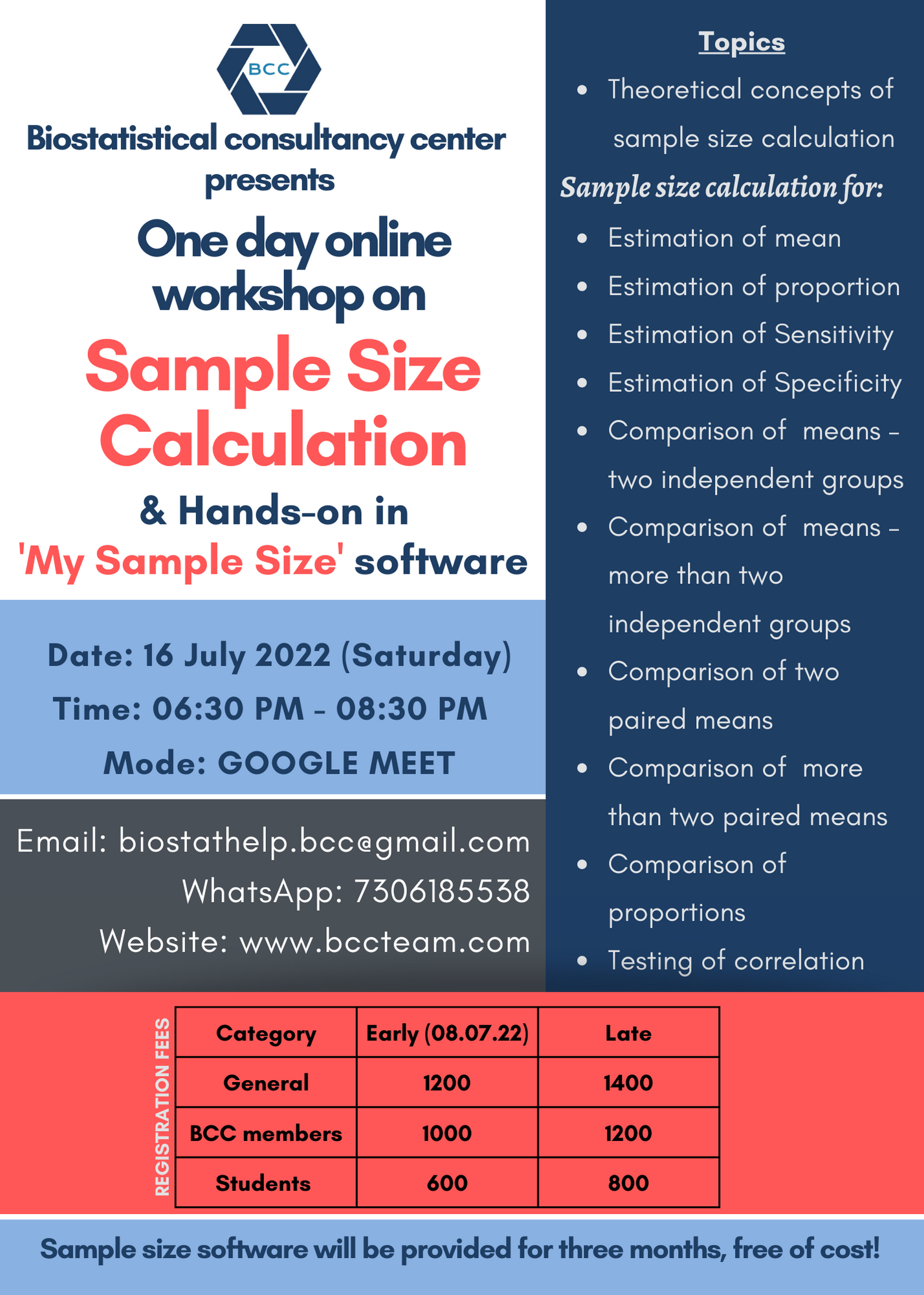 ONE DAY ONLINE WORKSHOP ON “SAMPLE SIZE CALCULATION” and HANDS-ON IN ...