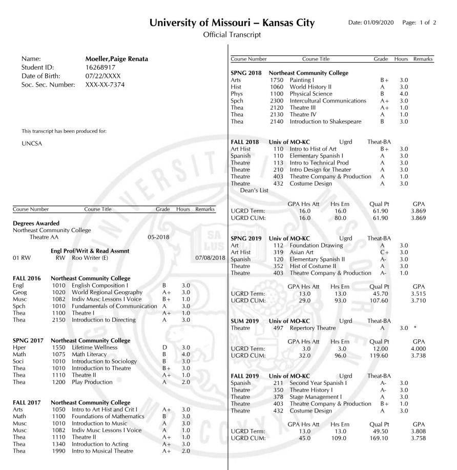Resume/Transcript - CrimsonCostumes