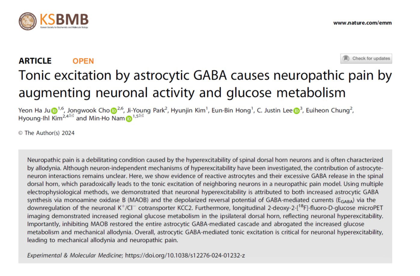Our new paper is published by Exp. Mol. Med. (IF = 12.8) - NAM lab
