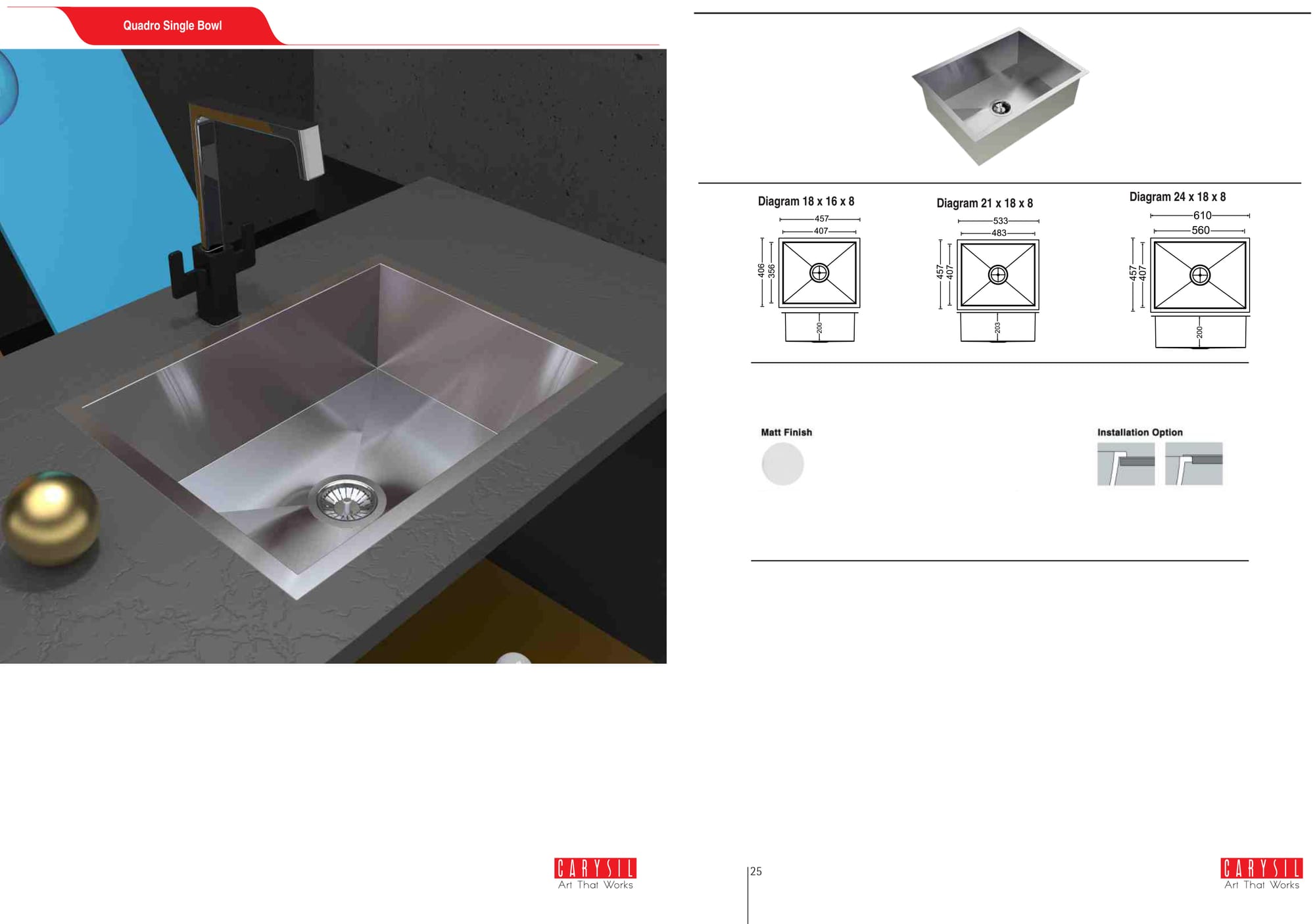 Carysil handmade Quadro sink : Raniyo (Pvt) Ltd