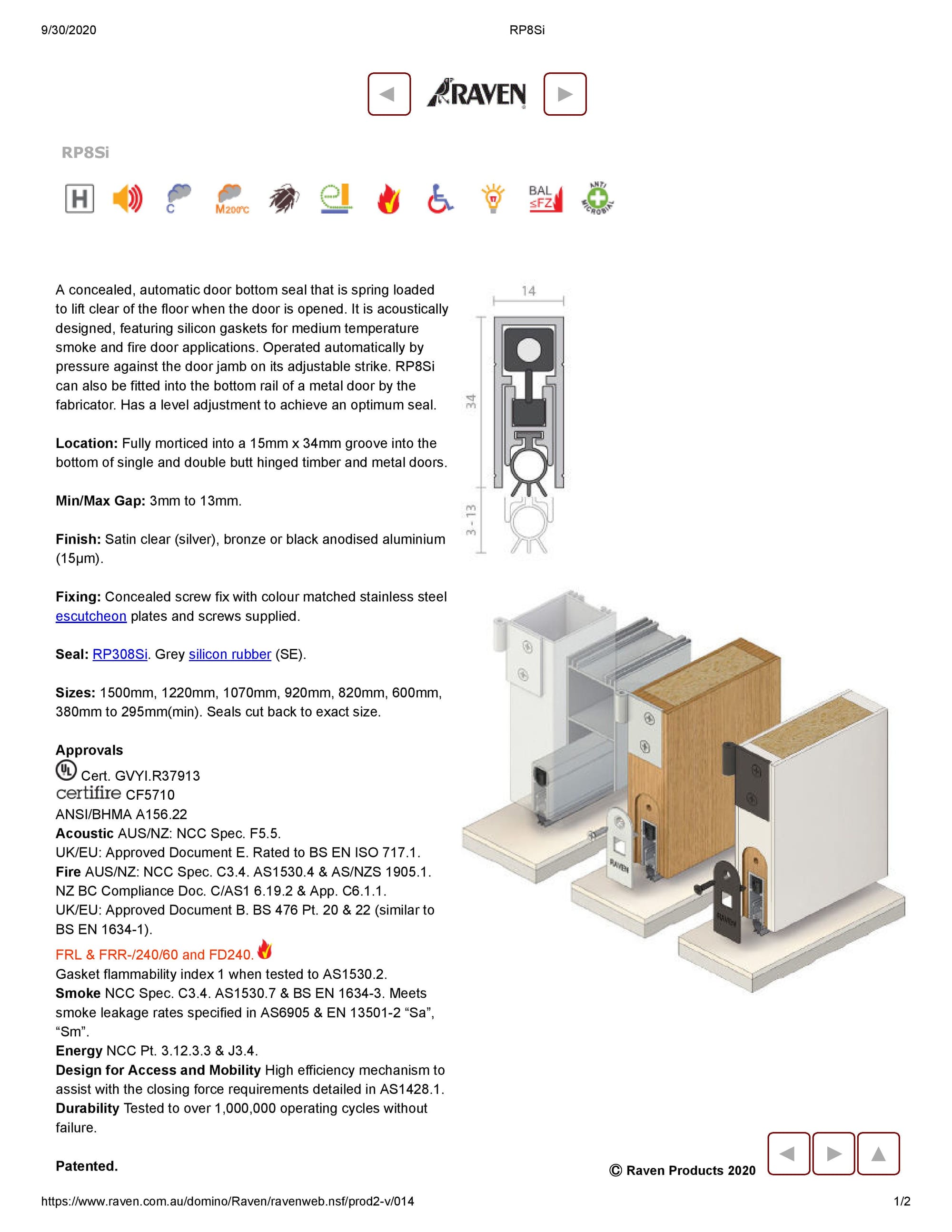 RP 8 Si - Automatic Door Bottom Seal - Raven - Raniyo (Pvt) Ltd