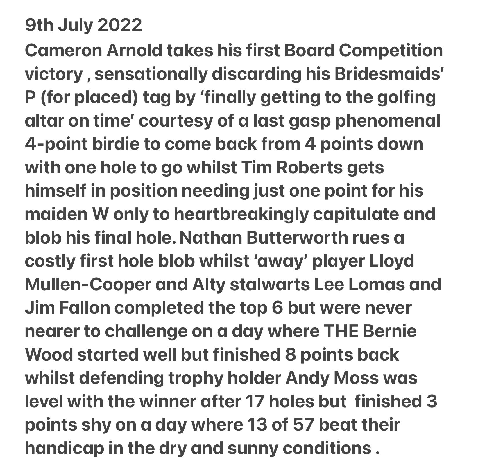 Bernie Wood Trophy - GolfBoardCompetitionArchives