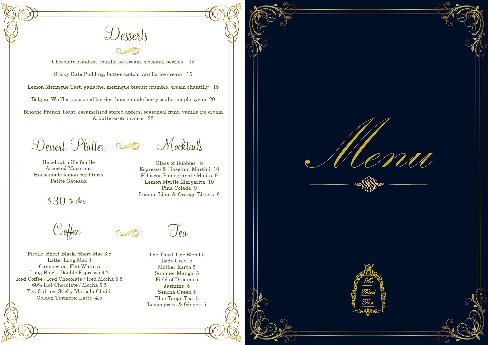 Menu - The Third Tier Tea Room