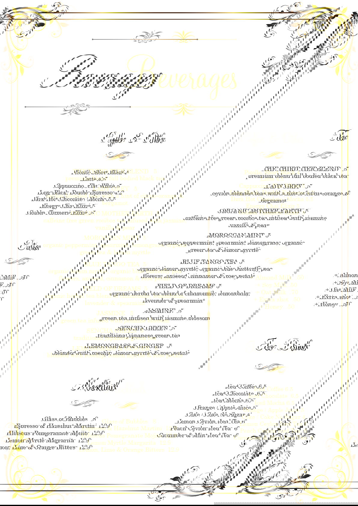 Menu - The Third Tier Tea Room