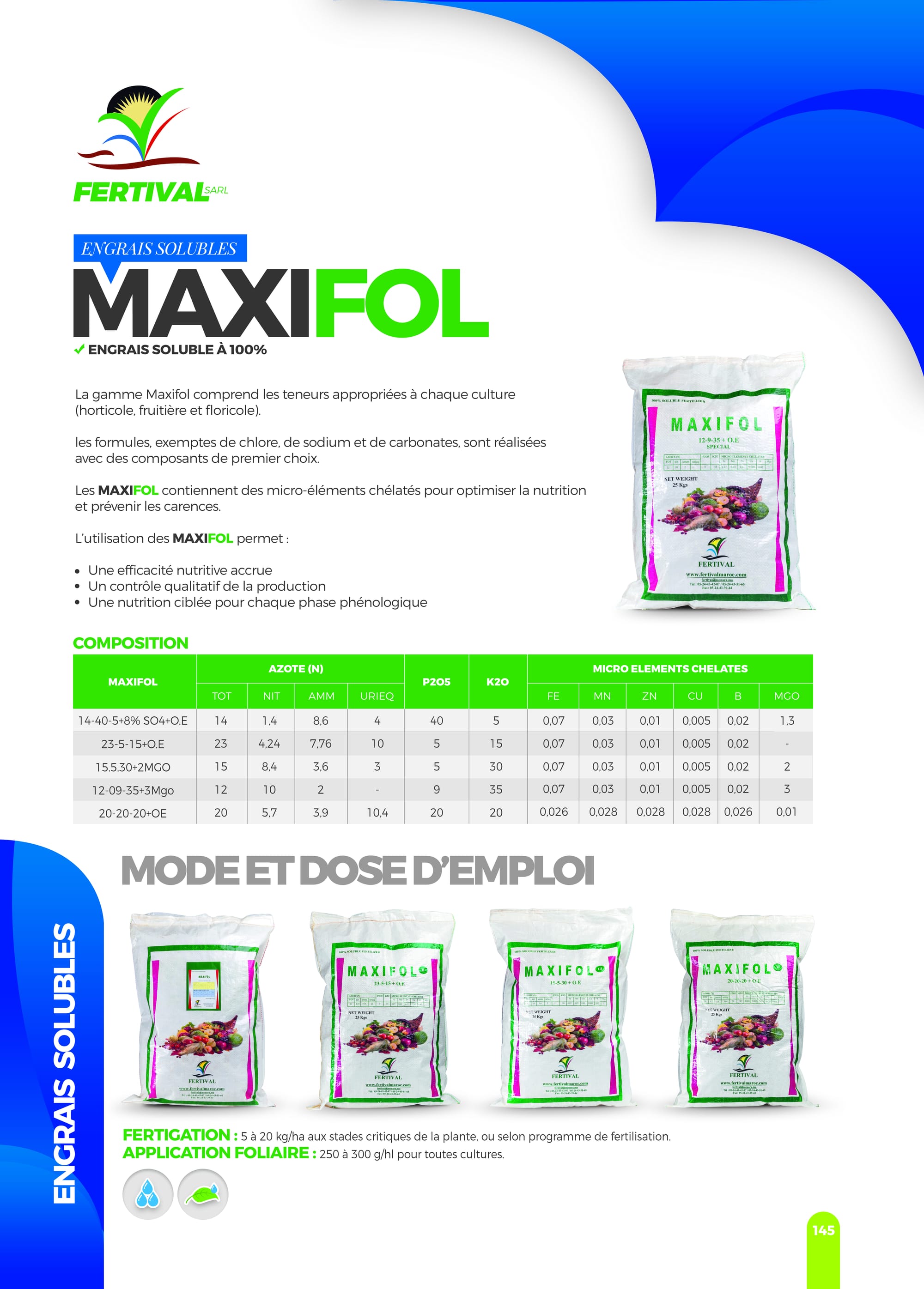 Maxifol est une gamme d'engrais solubles à 100%