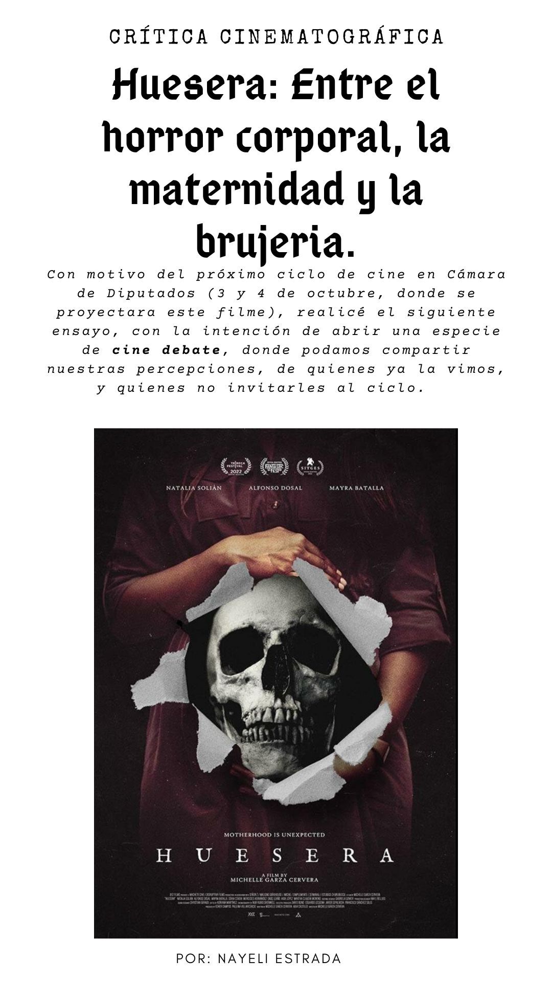 Crítica cinematográfica de la película: Huesera. - Alquimia Studium