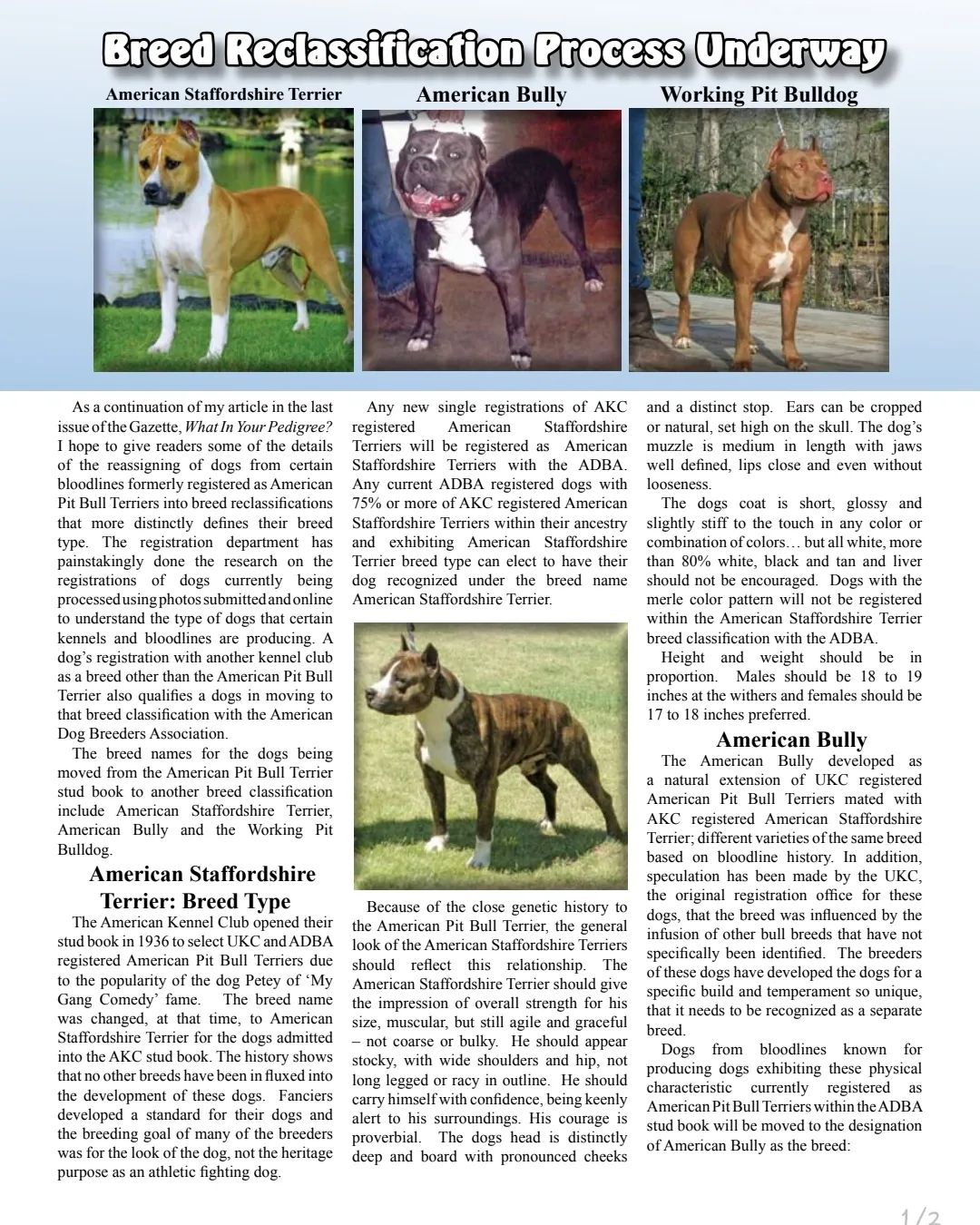 ADBA Breed Reclassification