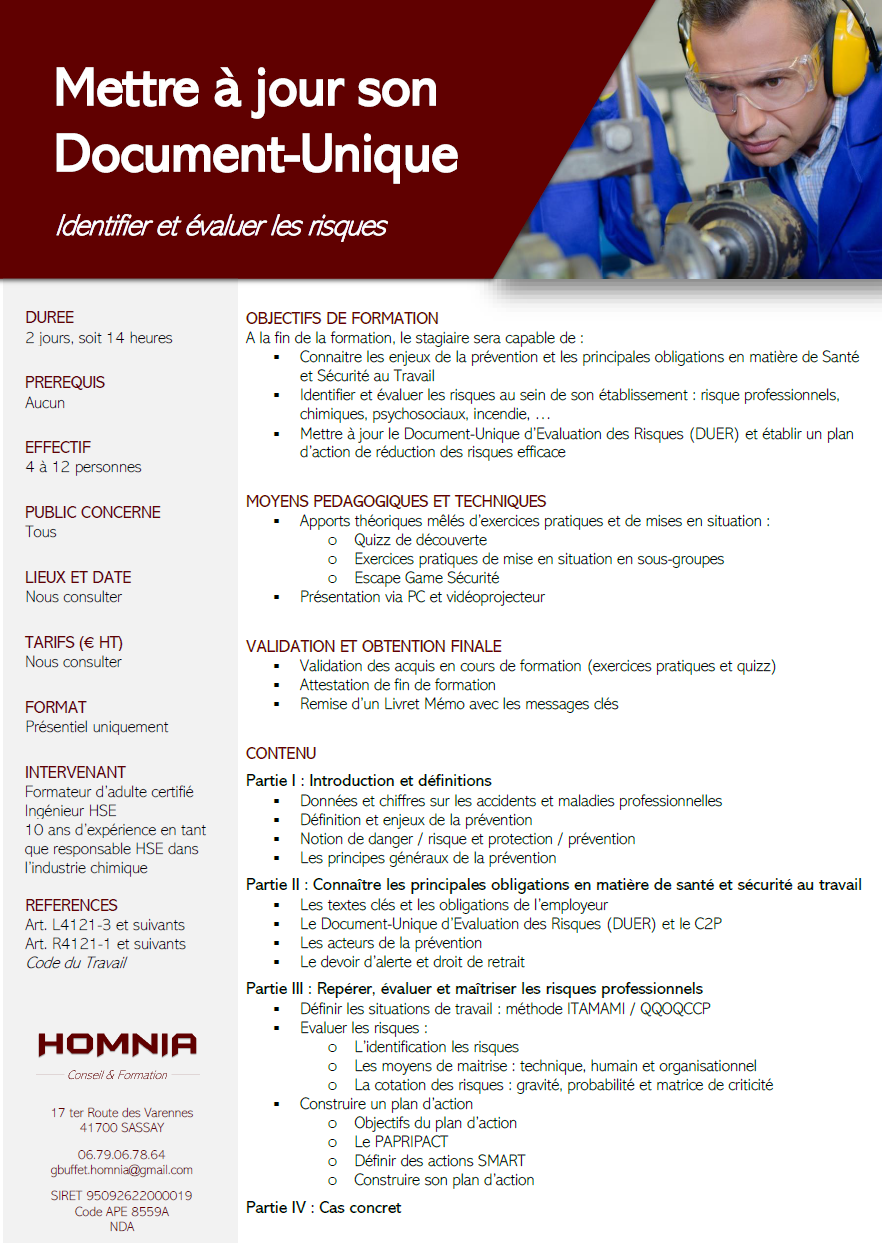 Mettre à jour son Document-Unique - HOMNIA