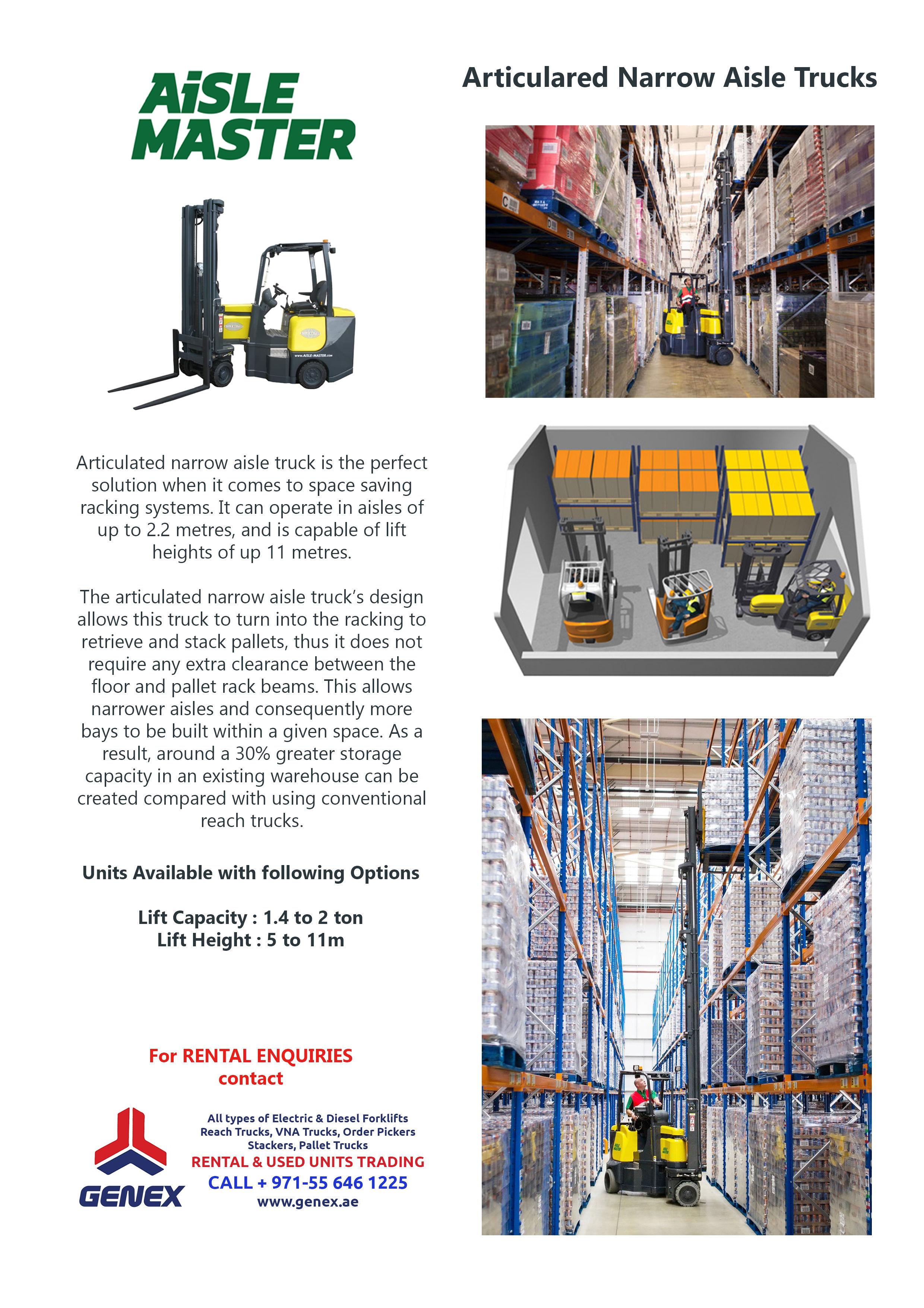 VNA Articulated Forklifts Rental Service in UAE